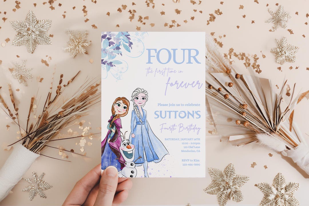 Frozen 4th Birthday Invitation, Four the First Time in Forever ...