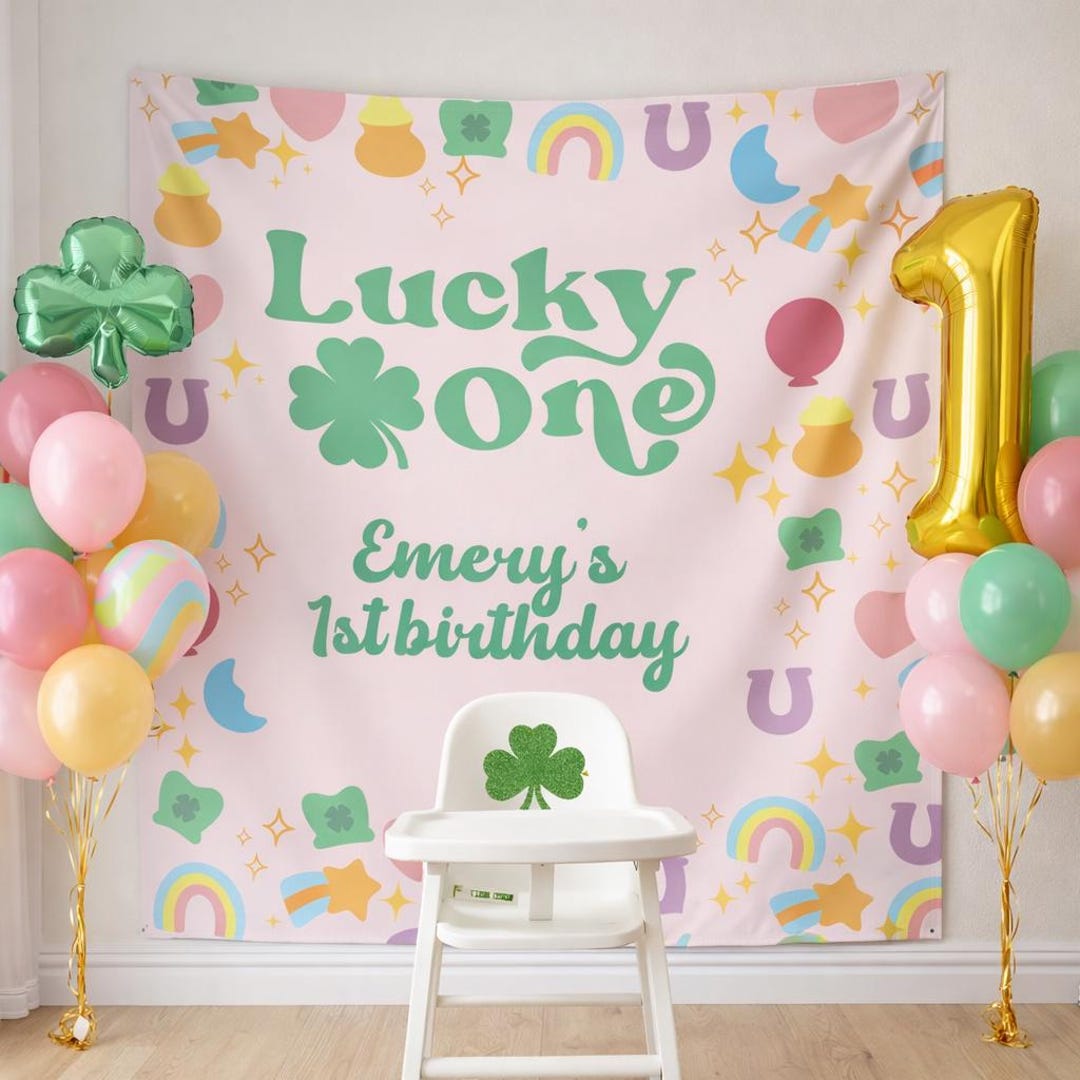 Lucky One Wall Banner, First Birthday St Patrick's Day, Marshmallows ...