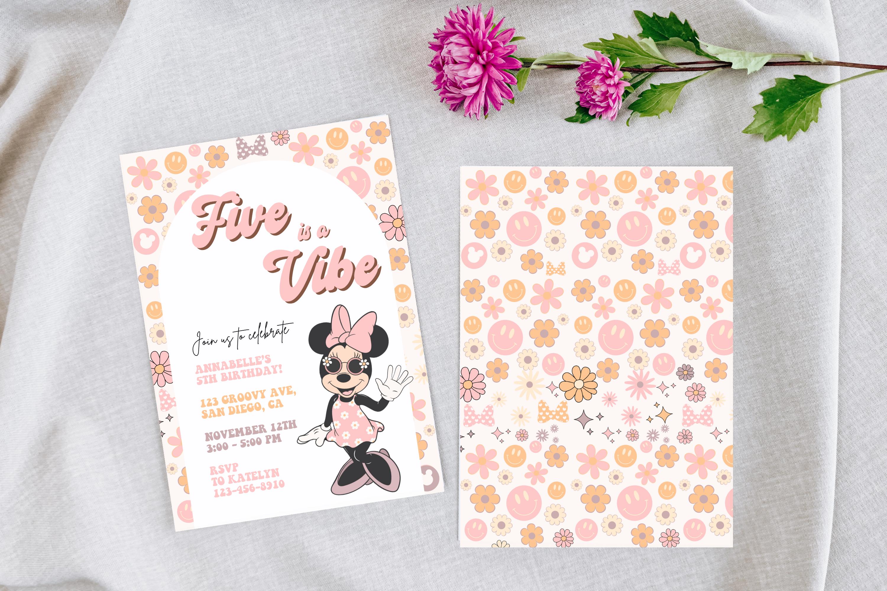 Minnie 5th Birthday Invitation, Minnie Mouse Party, Minnie Girl Fifth ...