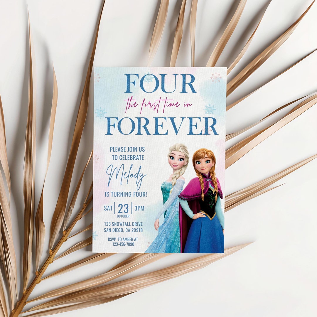 Four the First Time in Forever Frozen Birthday Invitation, Princess ...
