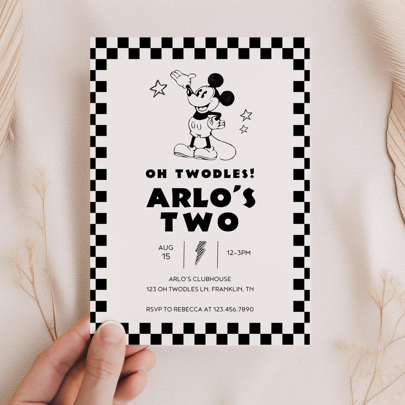 Vintage Mickey Birthday 2 Invite - Etsy