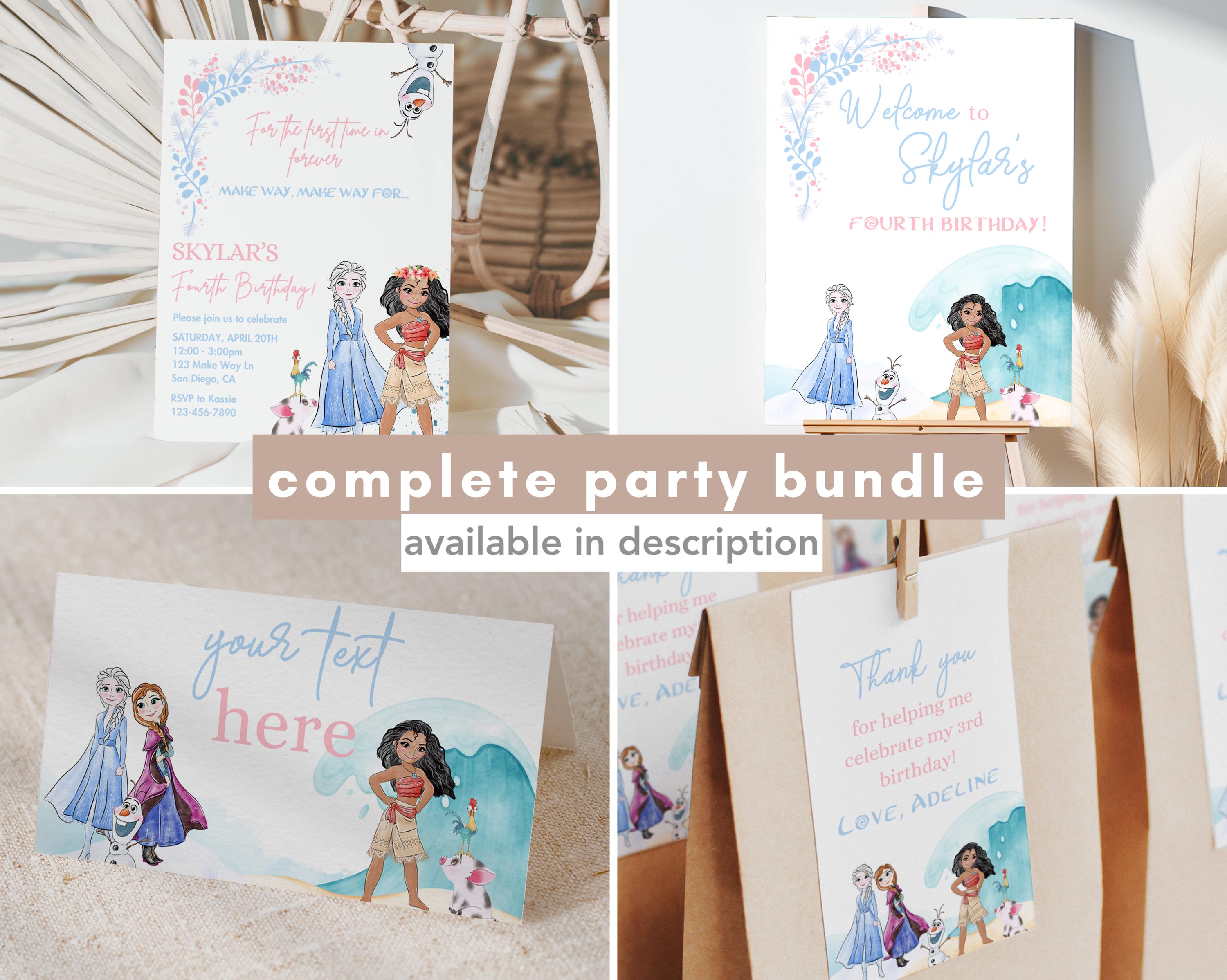 Moana and Frozen Birthday Invitation, Luau Moana Invite, Maui Ocean ...