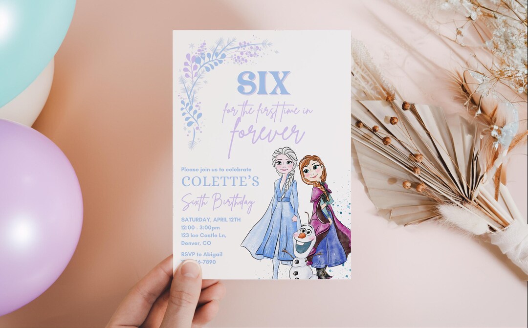 Frozen 6th Birthday Invitation, Princess Elsa Anna Olaf Party Invite ...