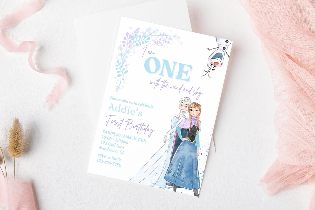 Frozen 1st Birthday Invitation, Princess Elsa Anna Olaf Party, Frozen ...