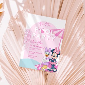 Minnie Mouse and Daisy Pool Party Birthday Invitation, Two Groovy Oh ...