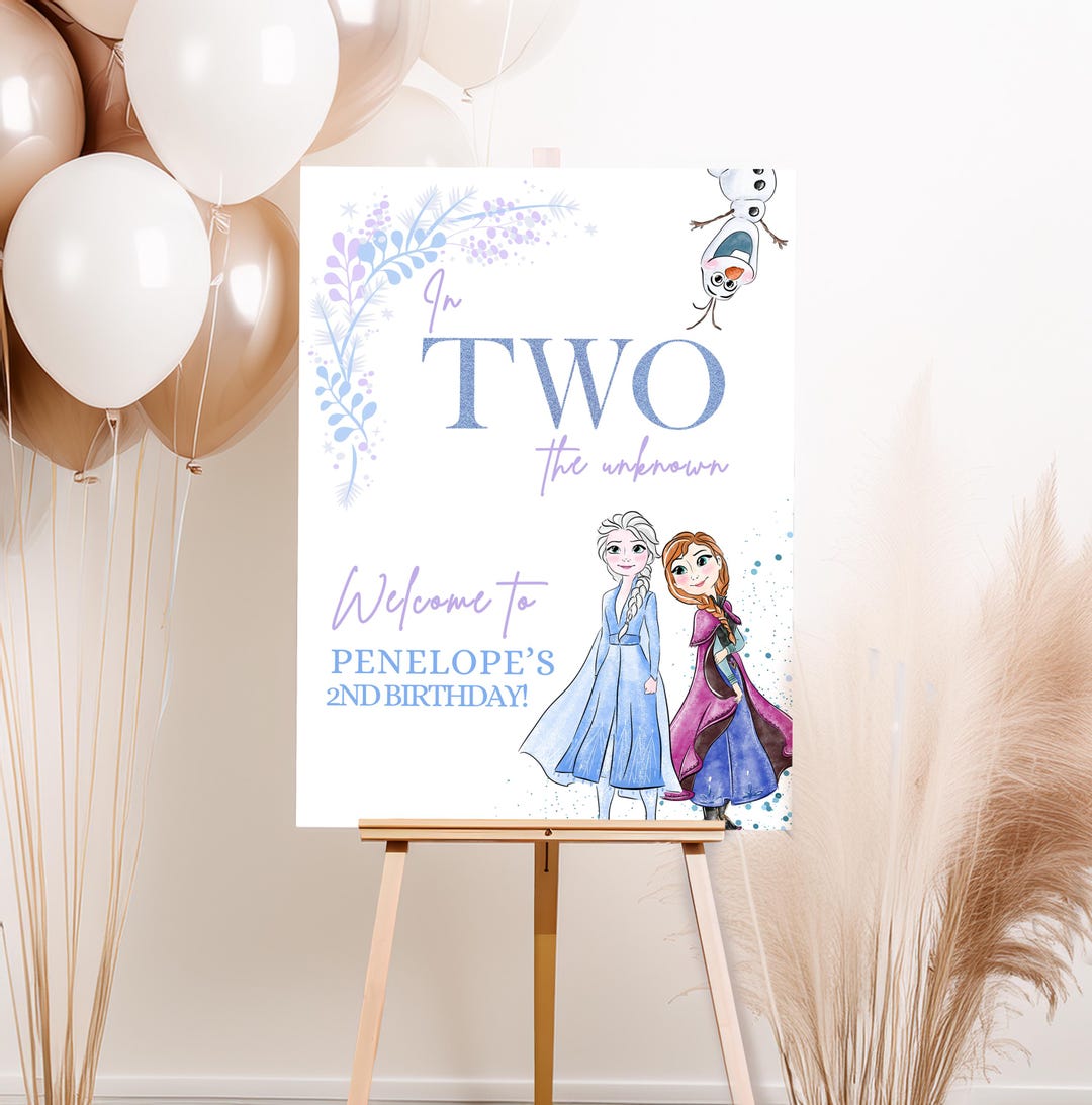 Frozen 2nd Birthday Poster, Princess Elsa Anna Olaf Party Invite, Intwo ...