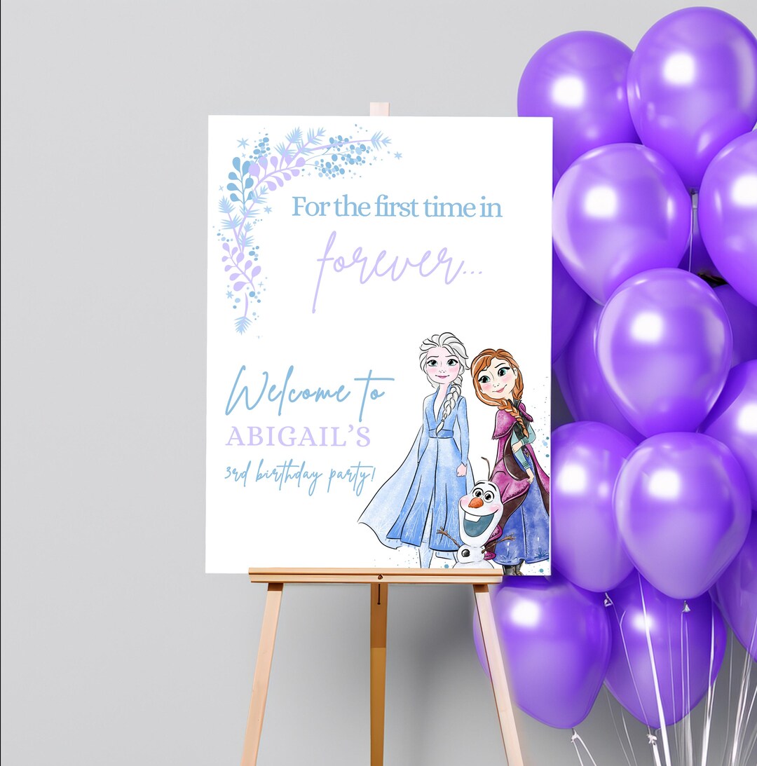 Frozen Birthday Welcome Sign, Princess Elsa Anna Olaf Party, Frozen ...