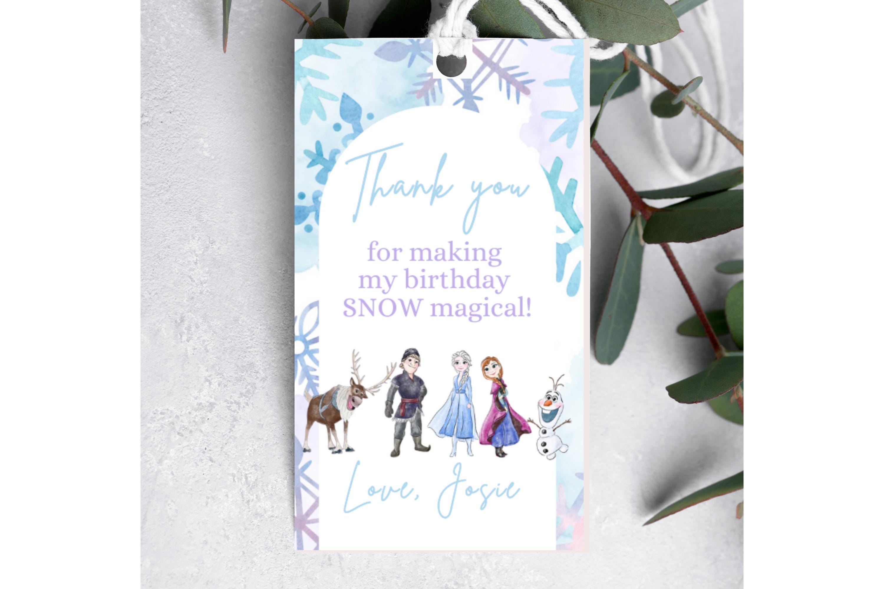 Frozen Birthday Thank You Tag, Princess Elsa Anna Olaf, Frozen Decor ...