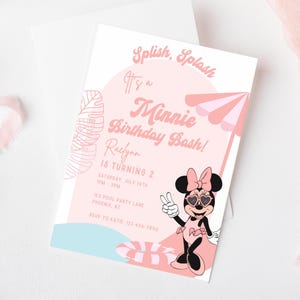 Oh Twodles Birthday Invitation, Minnie Mouse Pool Party, Two Groovy Oh ...