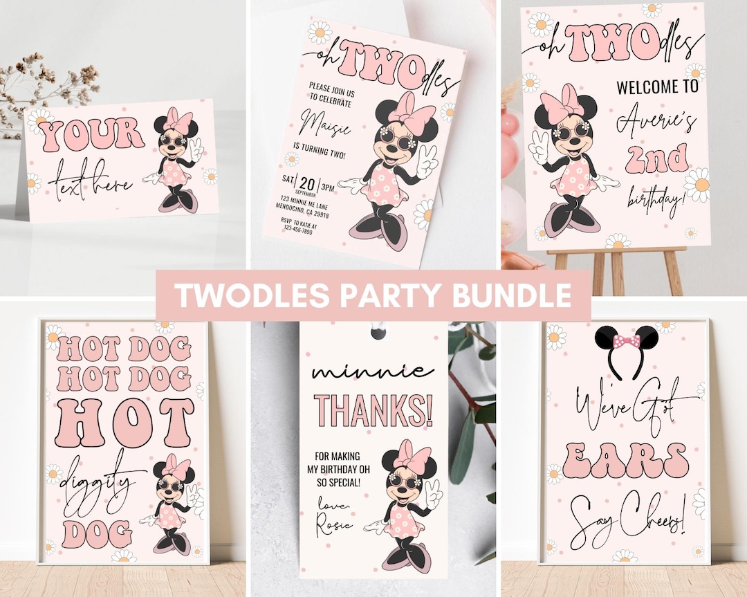 Oh Twodles Birthday Invitation, Minnie Mouse Party, Two Groovy Oh ...