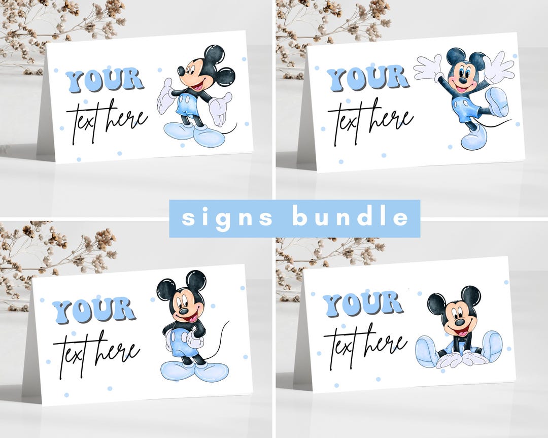 Blue Oh Toodles Food Tent Labels, Mickey Mouse Party, 1st Birthday ...