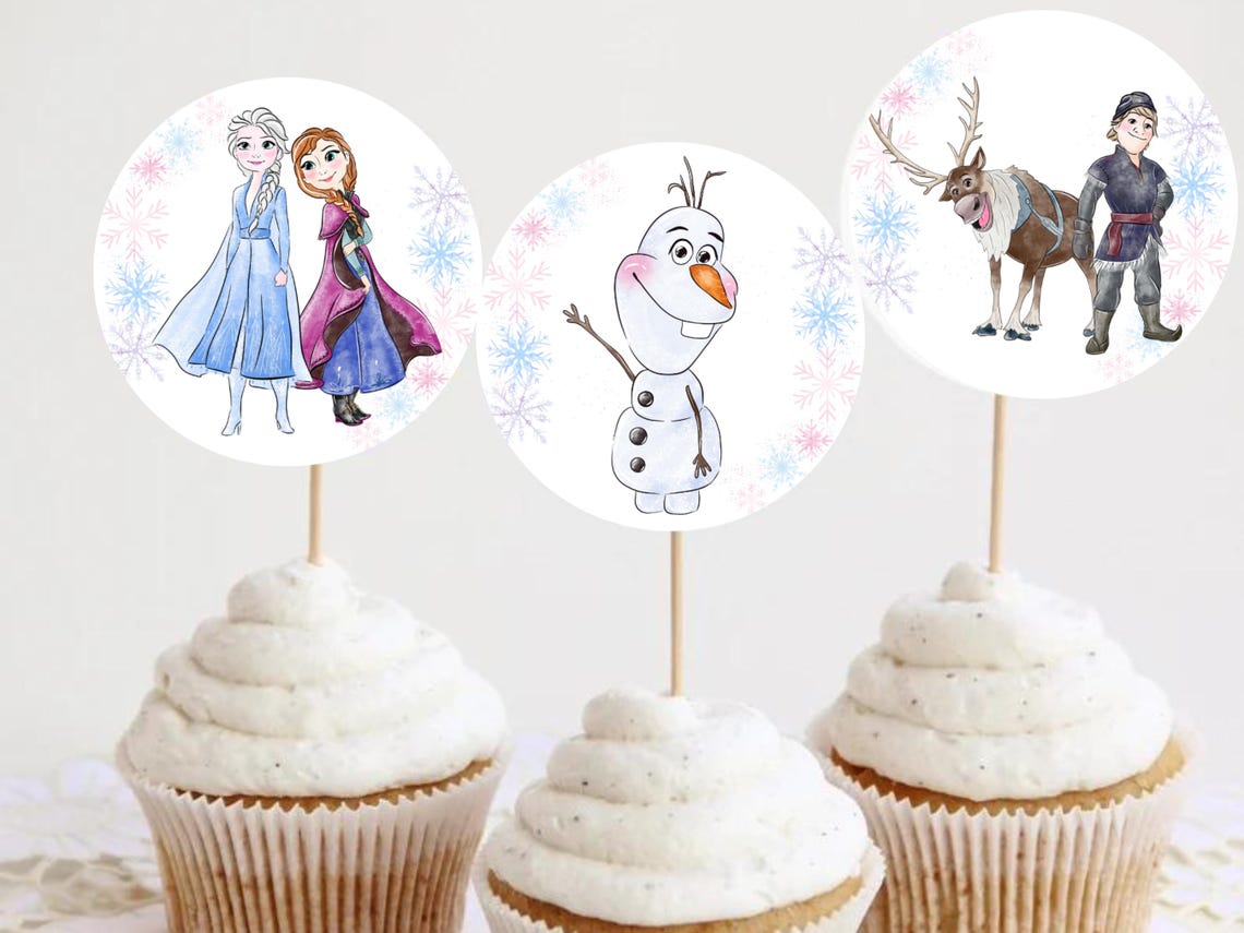 Frozen Birthday Cupcake Topper, Princess Elsa Anna Olaf Sven, Frozen ...