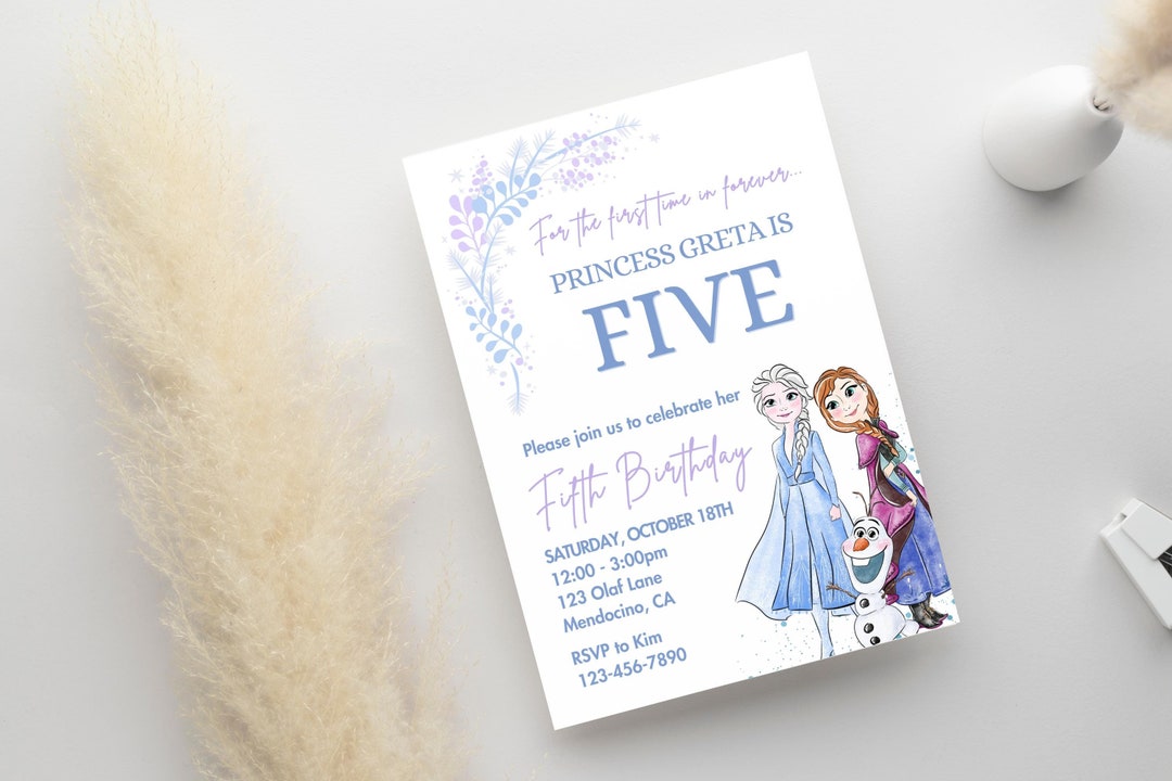 Frozen Birthday Invitation, Princess Elsa Anna Olaf Party, Frozen ...