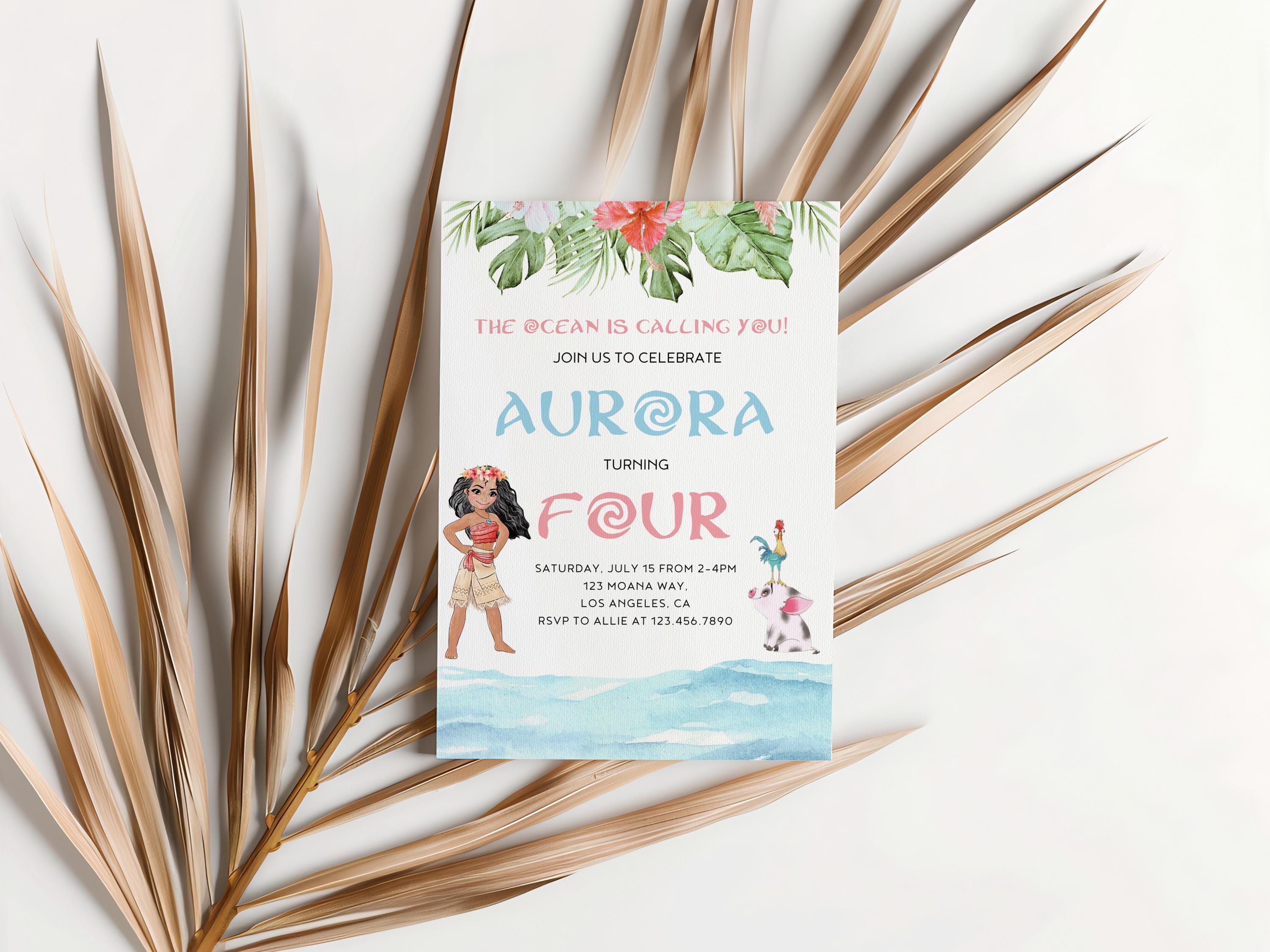 Moana Birthday Invitation, Moana First Birthday Party, Luau Moana ...