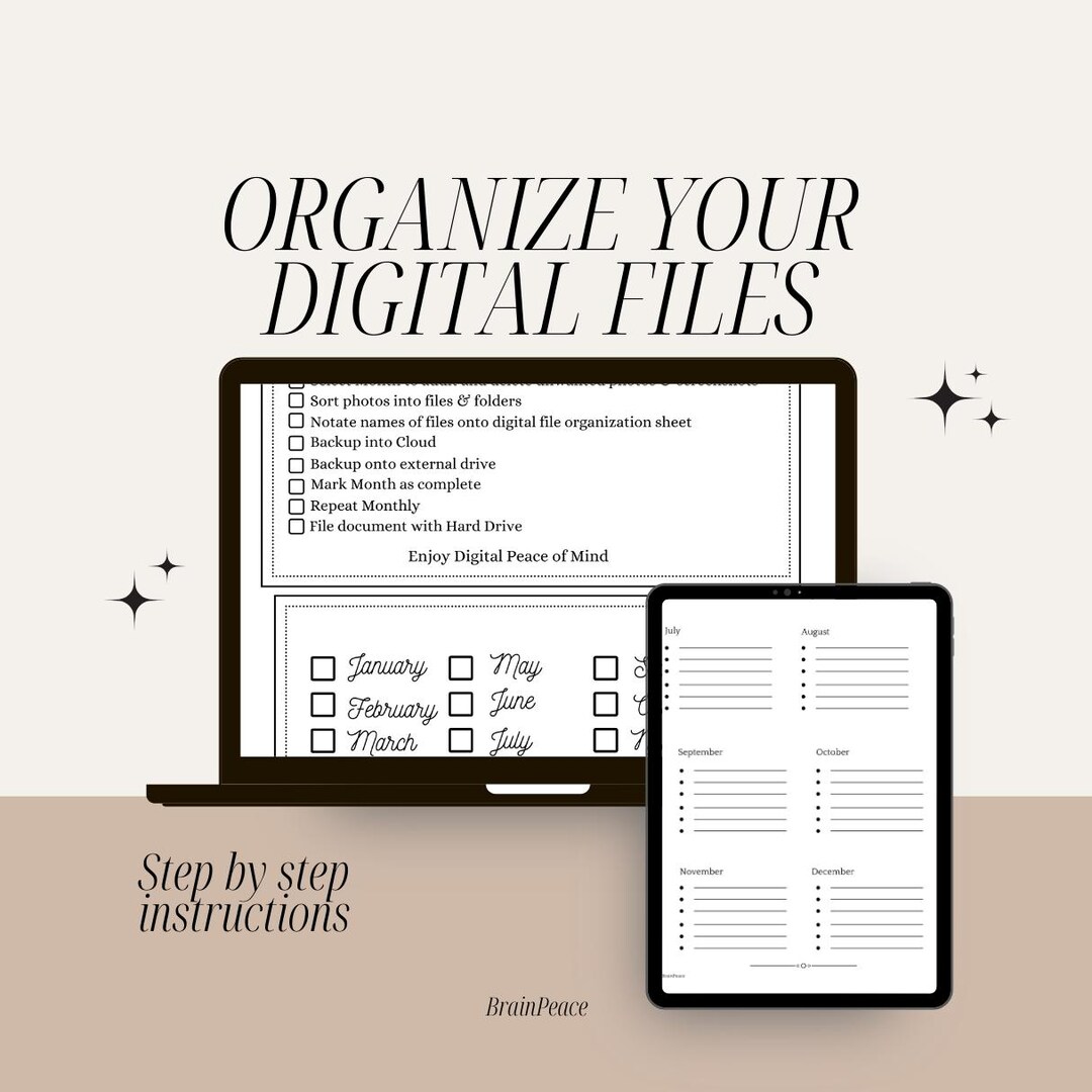 Digital File Organization Template - Minimalist Design - Etsy