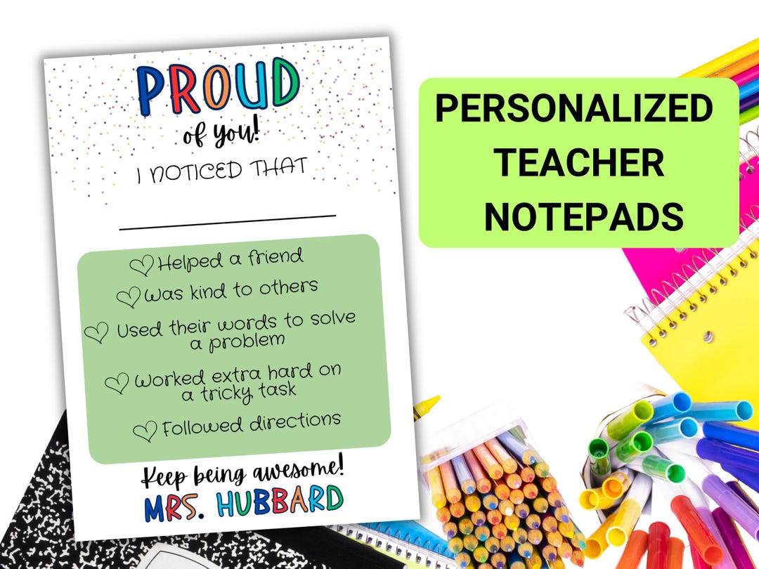 Personalized Teacher Notepad: Appreciation Gift, Proud of You Design - Etsy