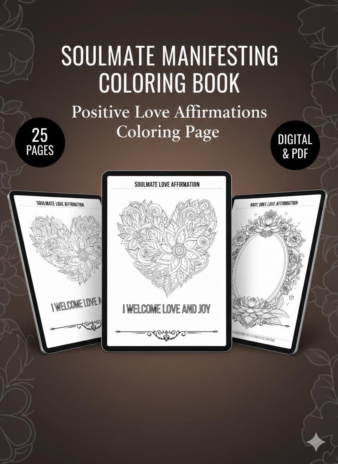 Soulmate Manifesting Coloring Book, Love Affirmations, Mandala Hearts ...