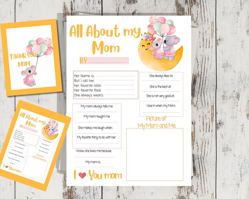 All About My Mom Printable Questions Template, Mom Mothers Day ...