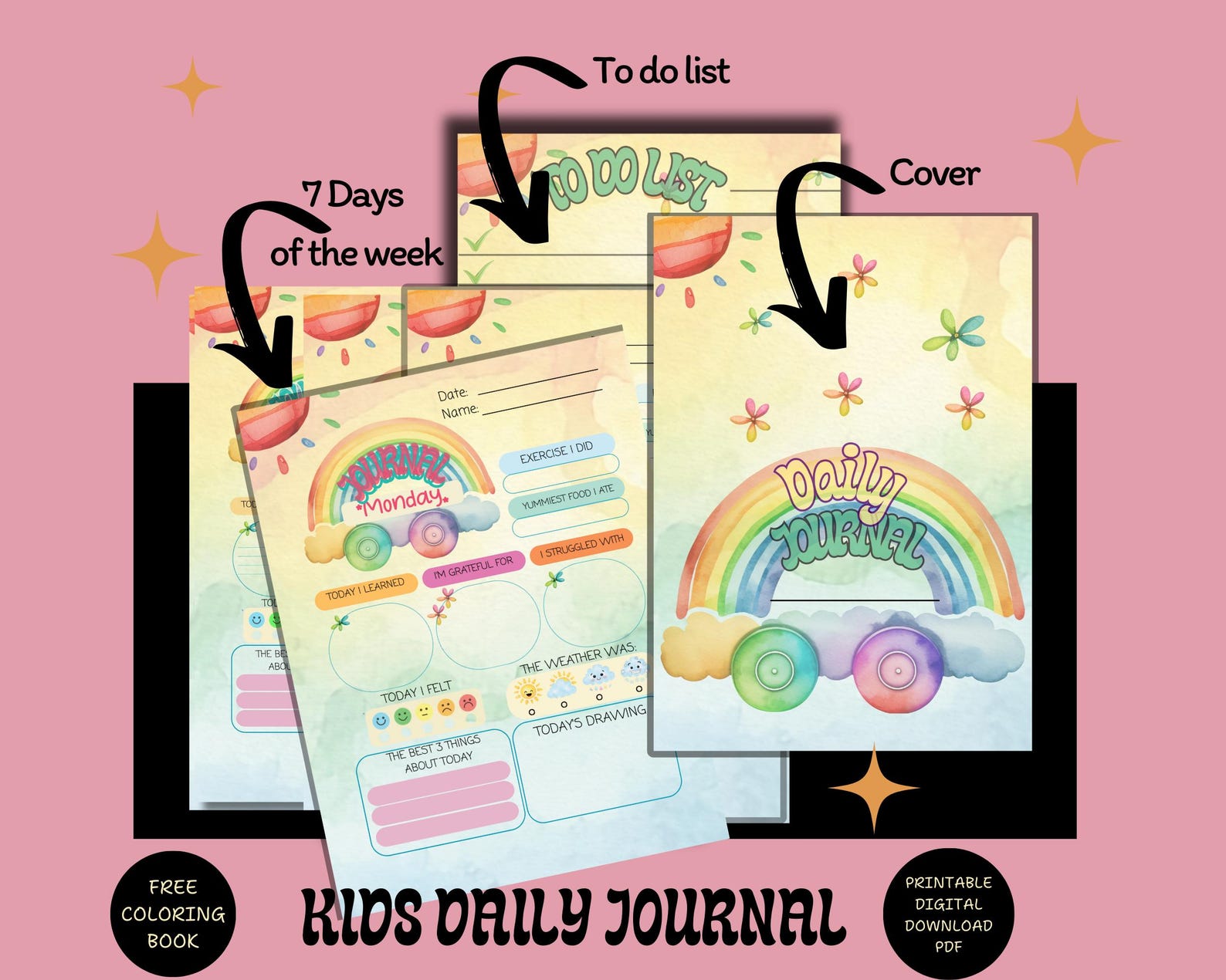 Kids Daily Journal, Printable Kids Journal, DIY Journal Pages for Kids ...