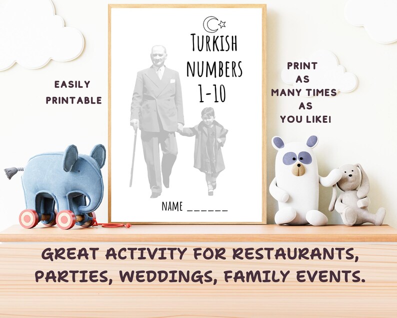 Turkish Numbers 1-10 Coloring Pages: Bilingual Education (PDF Pattern ...