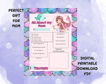 All About Mom, Mothers Day Gift, All About My Mom Printable, Mothers ...