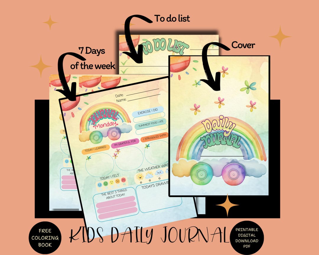 Kids Weekly Journal – 7-day Daily Reflection & To-do List Printable ...