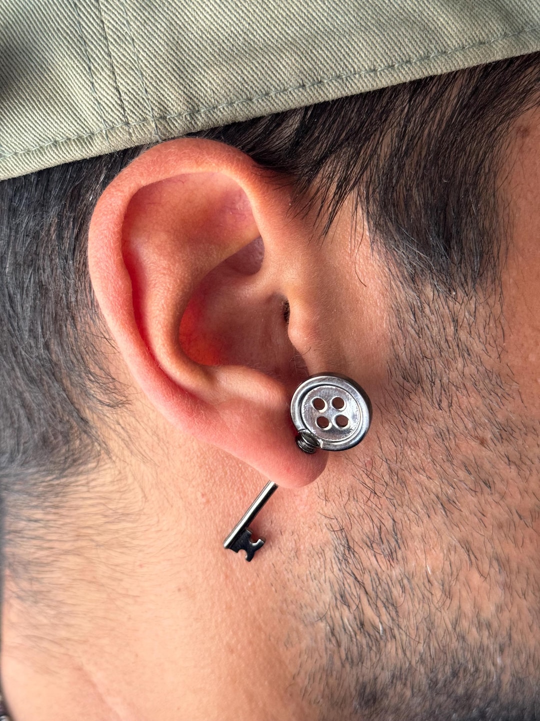 Coraline Key Earring Stud, Button Key, Coraline Portal Key, the Beldam ...