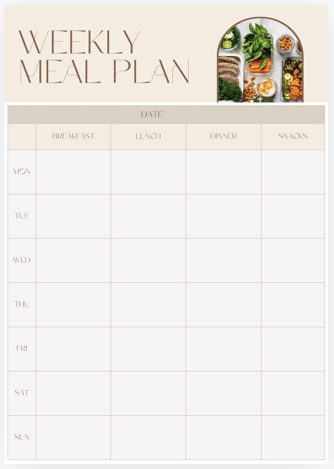 Weekly Meal Plan | Printable Sheet | Organise Your Meals | Meal Prep ...