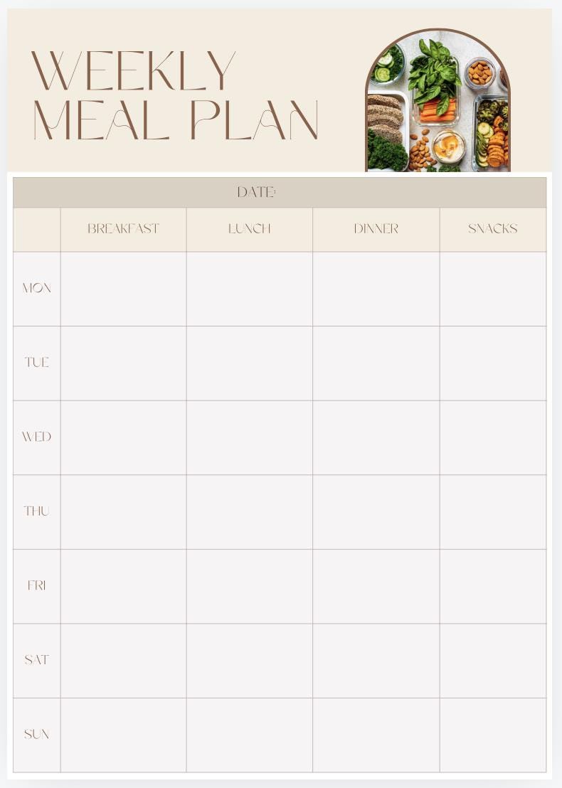 Weekly Meal Plan | Printable Sheet | Organise Your Meals | Meal Prep ...