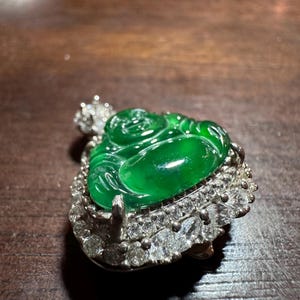 Certified Icy Green Burmese Jadeite Buddha Pendant Necklace, Luxury ...