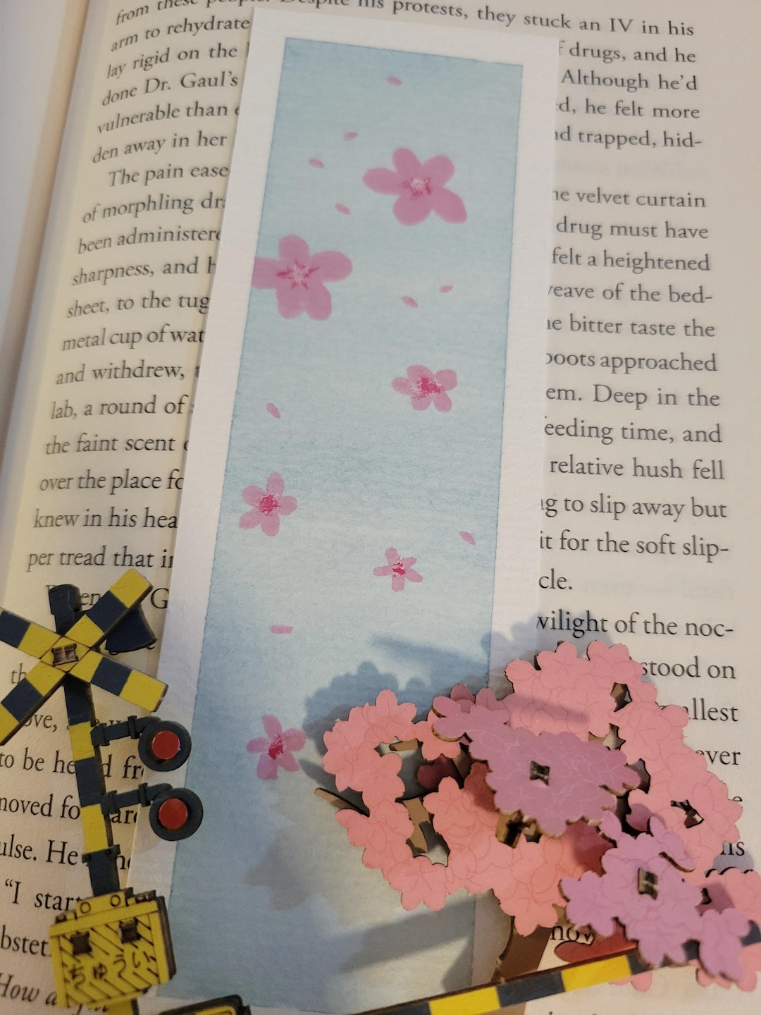 Hand Painted Cherry Blossom Bookmark 6x2 In. Cherry Blossom Blizzard ...