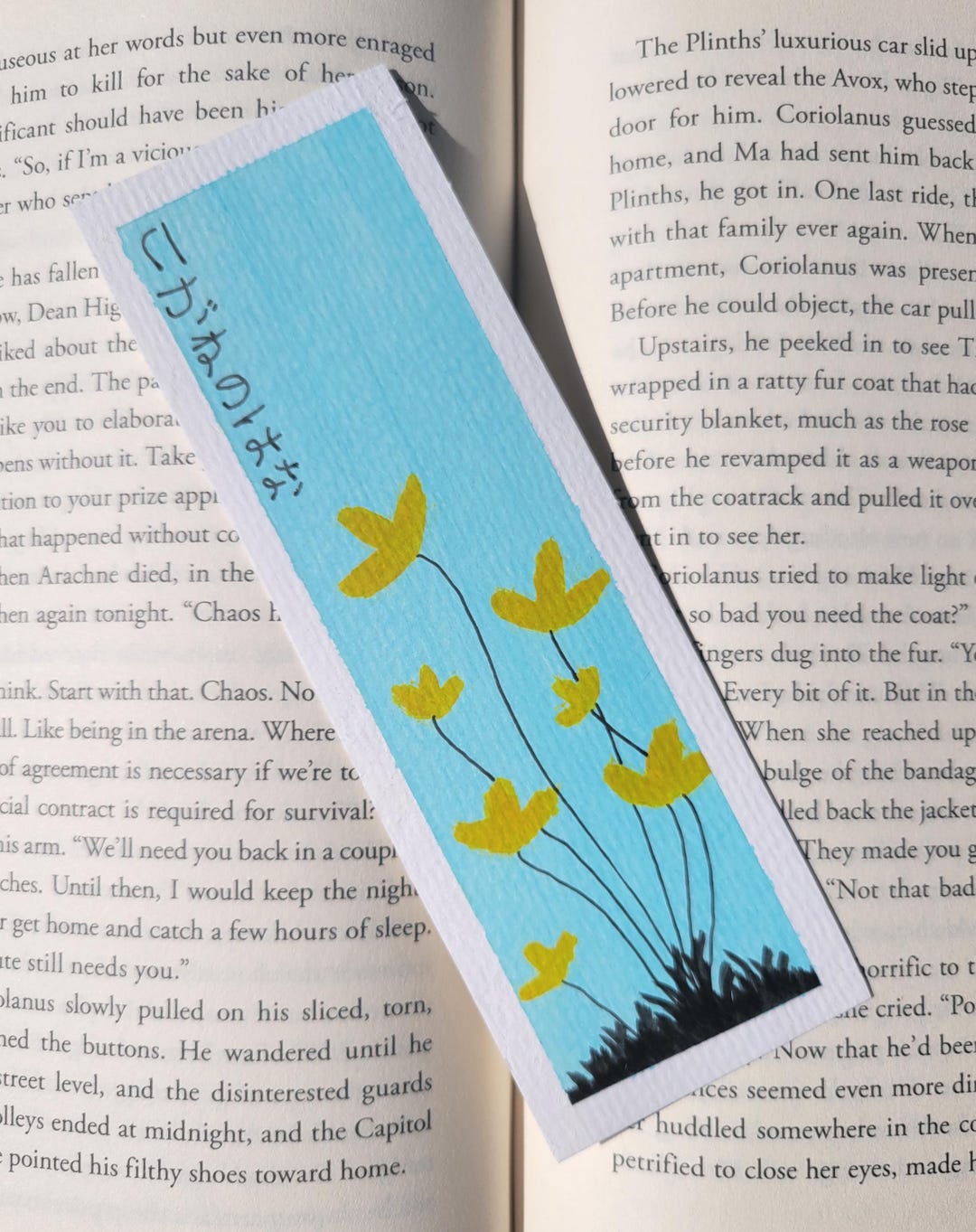 Hand Painted Floral Bookmark 6x2 in | Golden Flower in Japanese ...