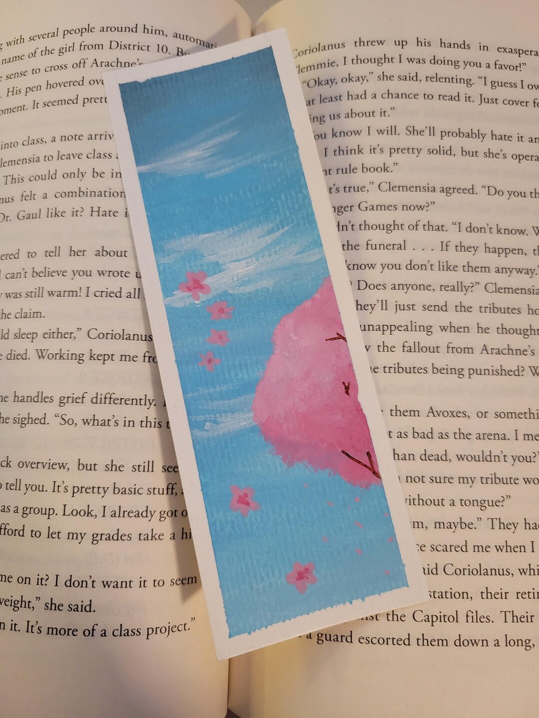 Japanese Sakura Cherry Blossom Tree Bookmark Hand Painted Bookmark Blue ...