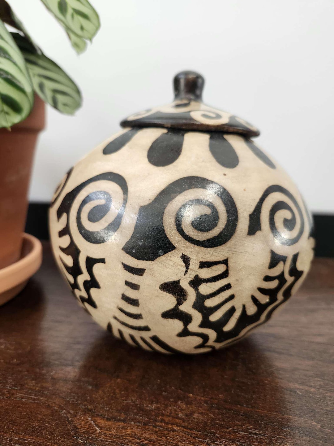 Lenca Pottery Folk Art of Honduras Pot / Vase With Lid Handmade Vintage ...