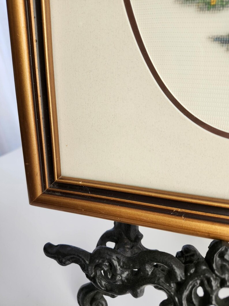 Vintage Hearth Cross Stitch Framed Needlepoint Woman Baking Bread ...