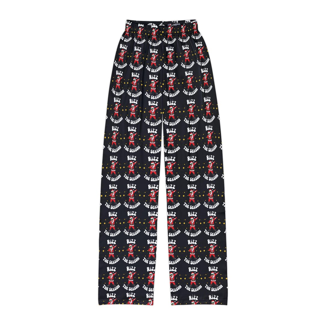 Dabbing Santa Kids Pajama Pants, Rizz the Season Lounge Pants, Xmas Pjs ...