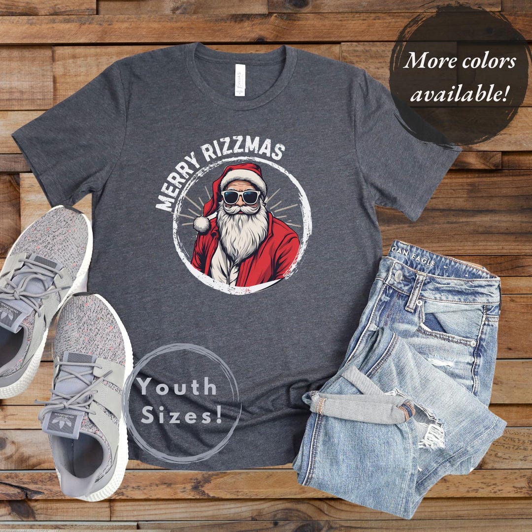 Funny Santa Rizz Youth Shirt, Rizz Santa, Merry Rizzmas, Cool Teen Boy ...