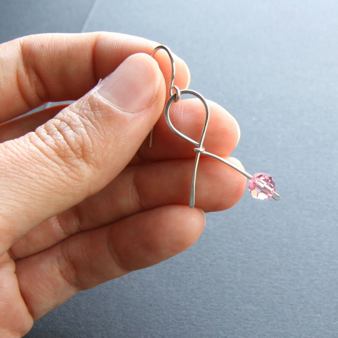 Breast Cancer Earrings . Pink Ribbon Earrings . Sterling - Etsy