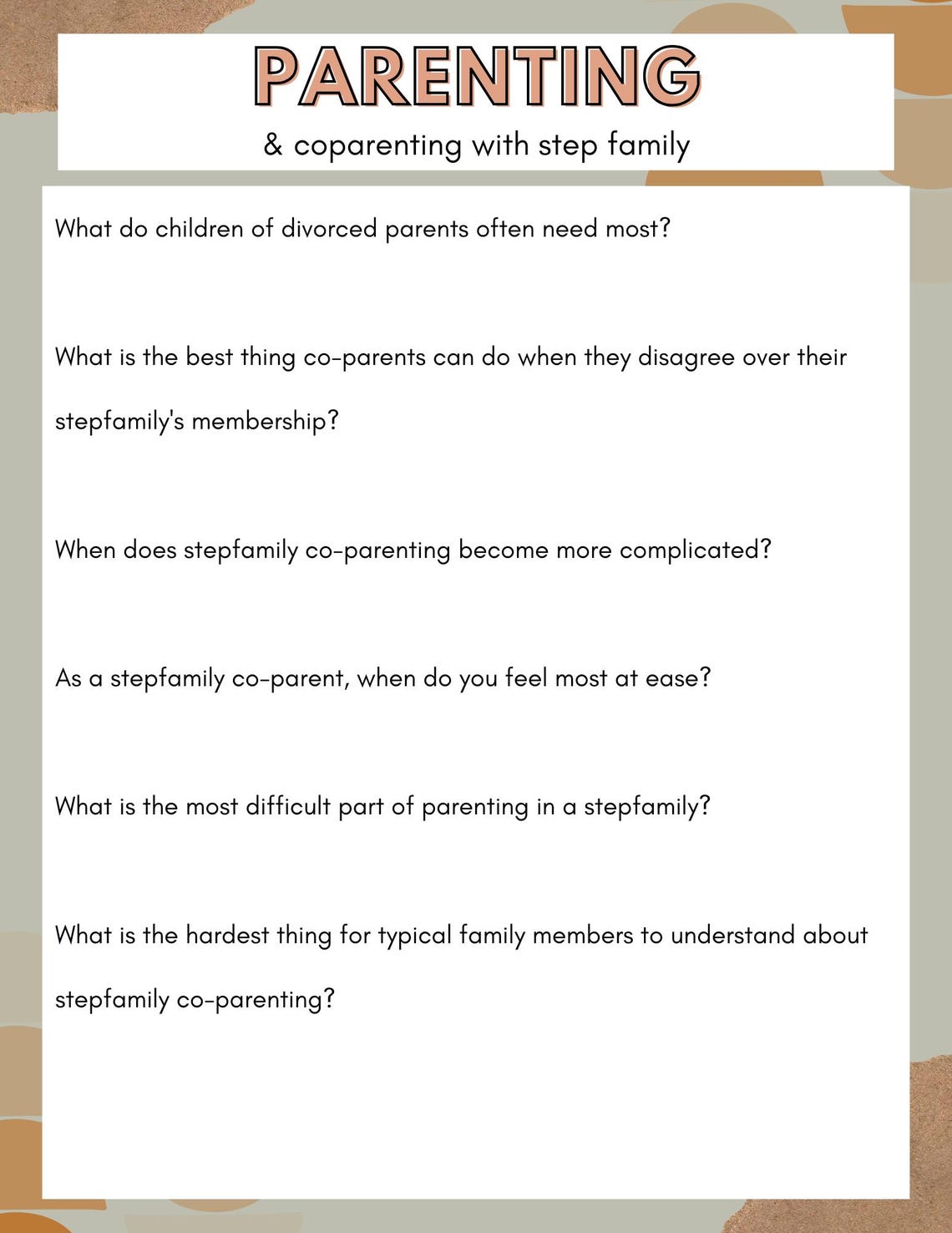 Parenting Values Questionnaire - Etsy