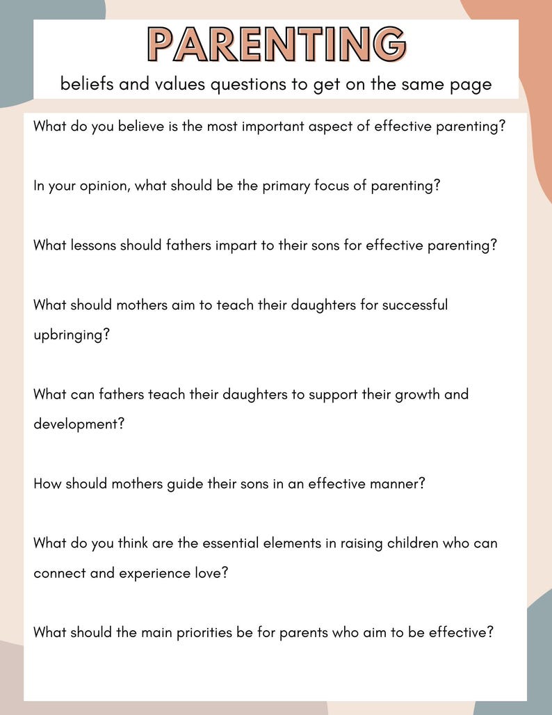 Parenting Values Questionnaire - Etsy