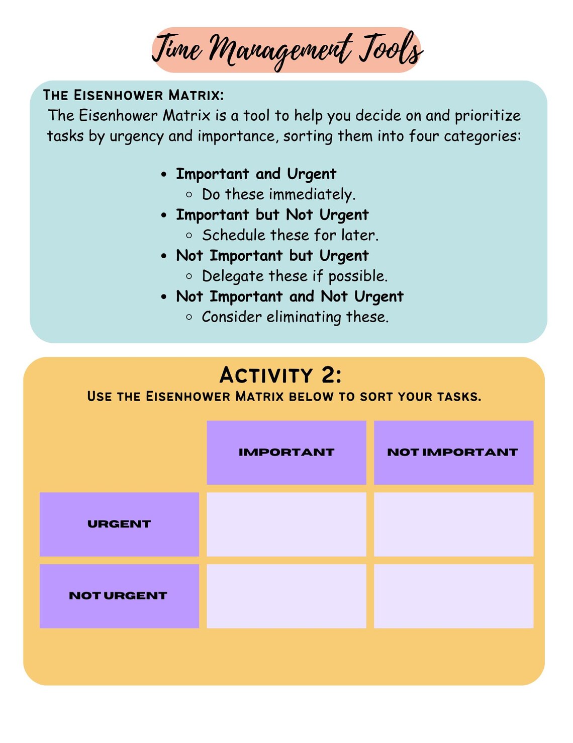 Time Management Worksheet - Etsy