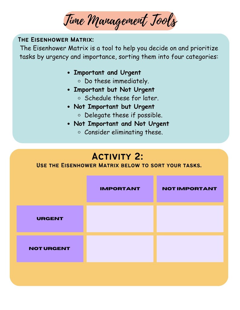 Time Management Worksheet - Etsy