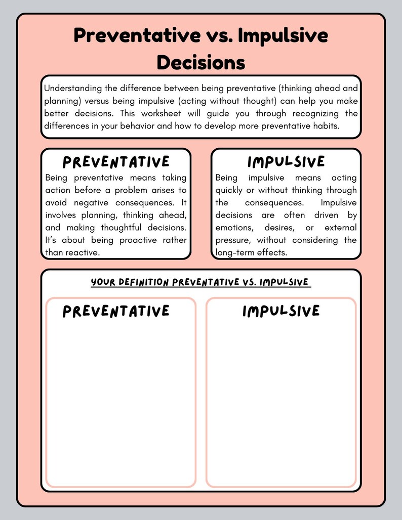 Preventative VS Impulsive - Etsy