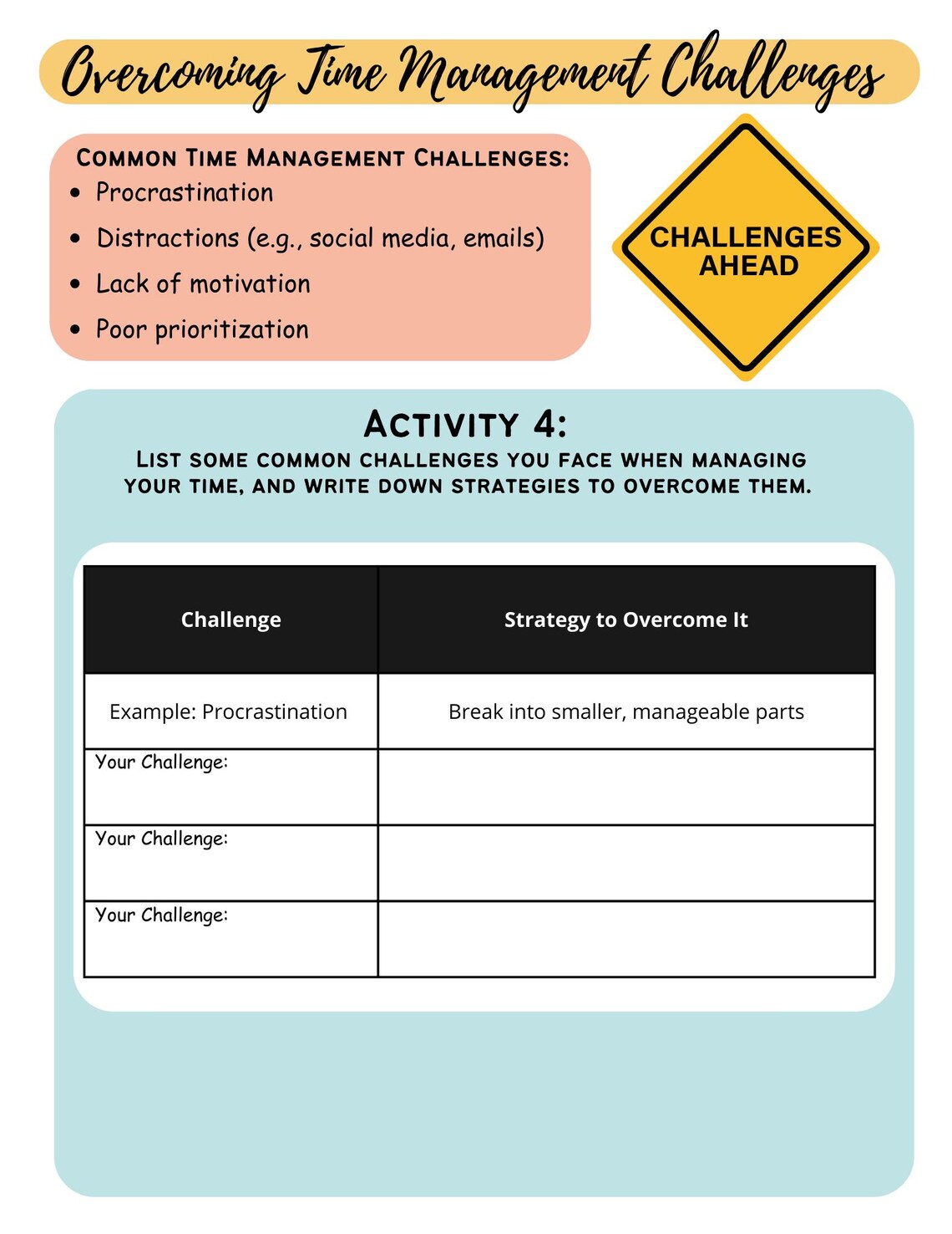 Time Management Worksheet - Etsy