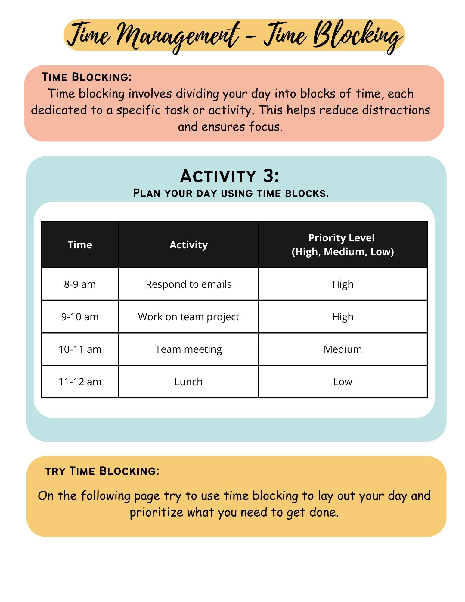 Time Management Worksheet - Etsy