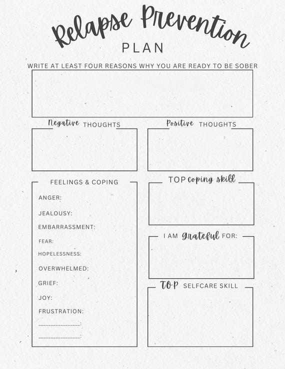 Relapse Prevention Worksheets For Couples Continuing To Make Progress