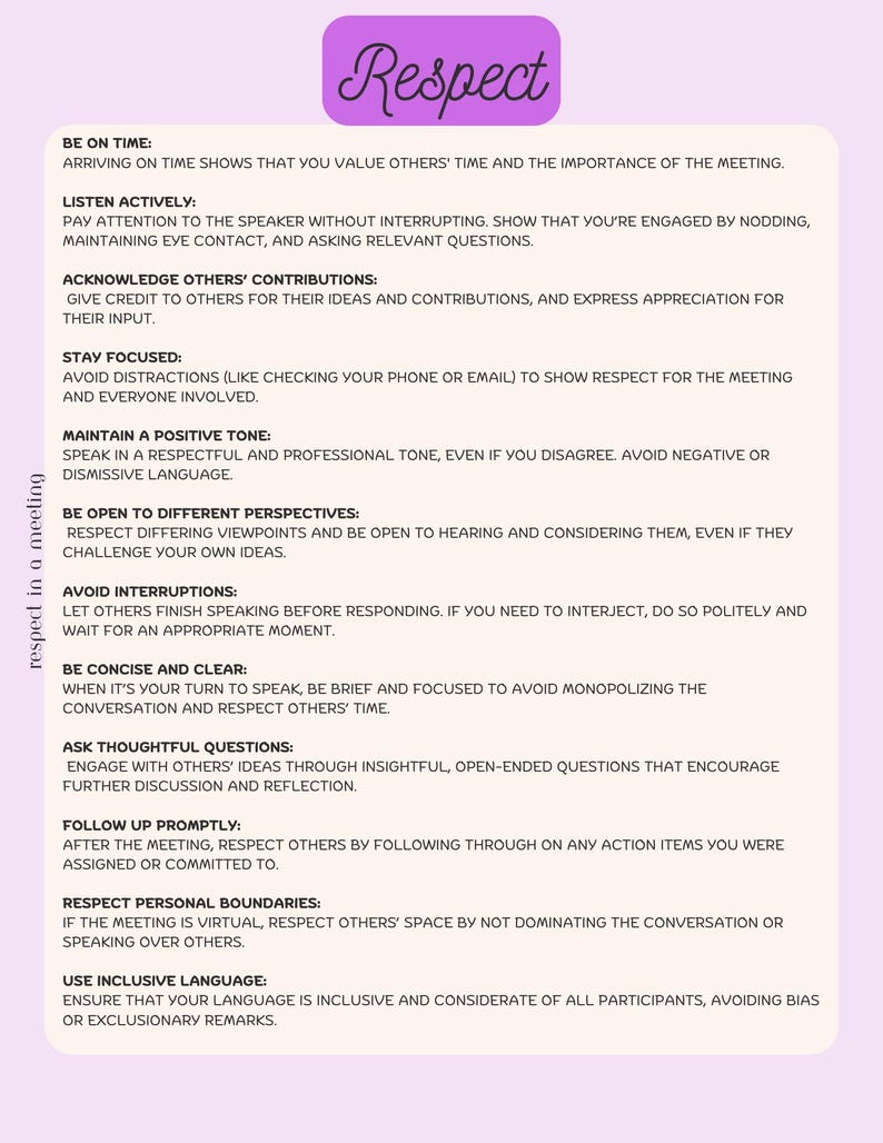 Respect Worksheet - Etsy