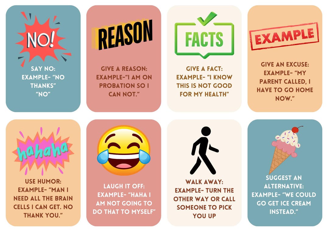 Refusal Skill Flash Cards - Etsy
