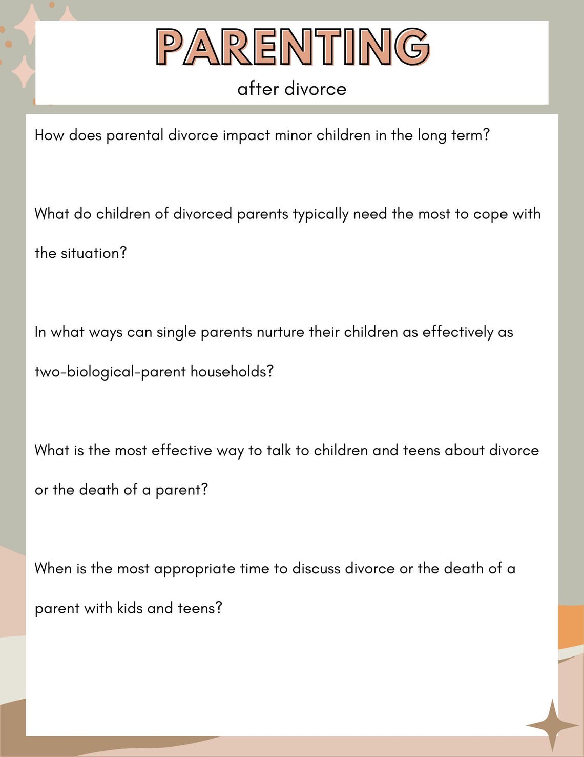 Parenting Values Questionnaire - Etsy