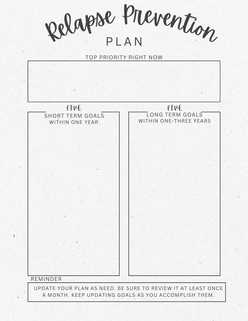 Relapse Prevention Plan - Etsy